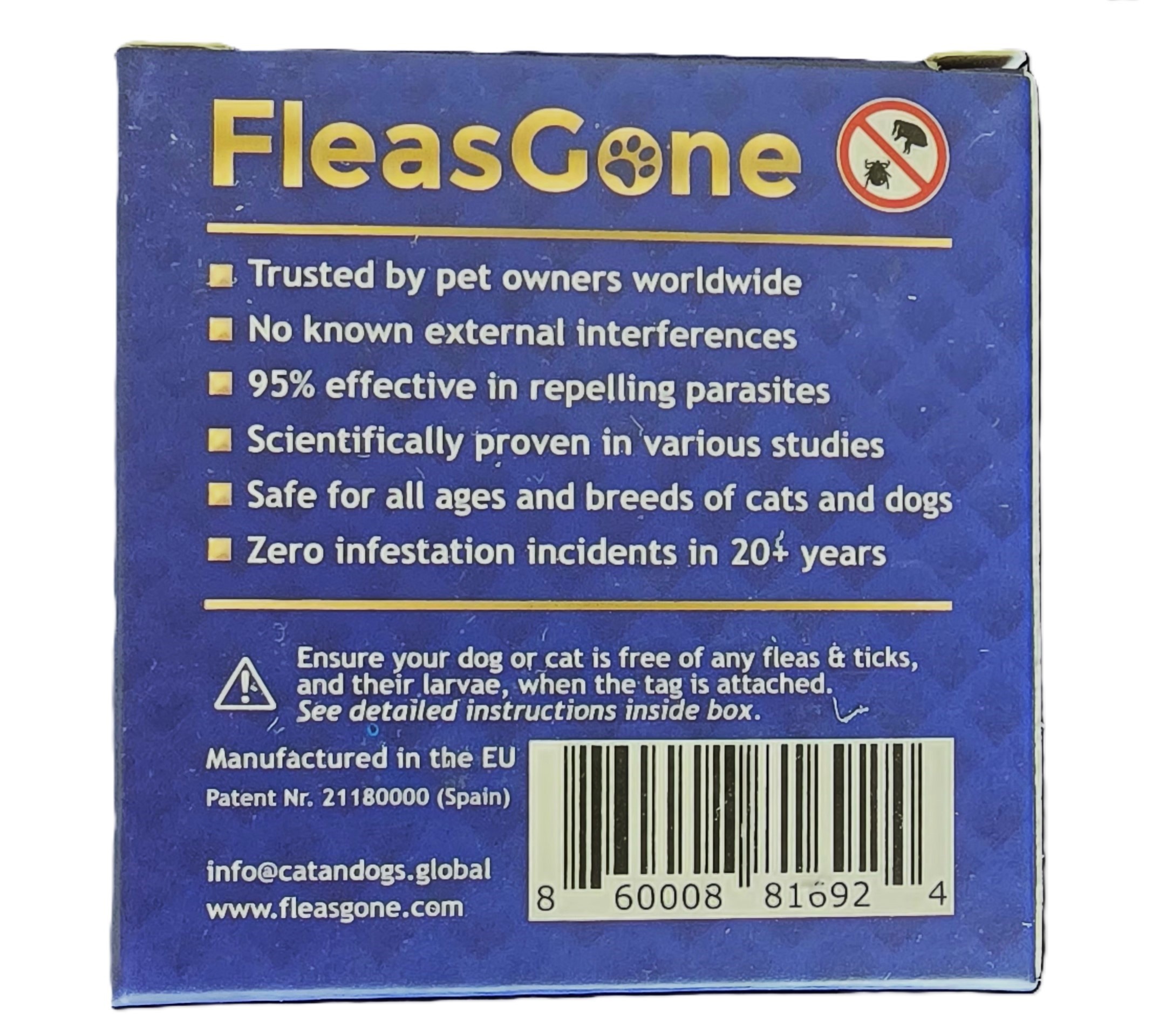 FleasGone Tag - 5 Yr. Gold Color Natural Flea & Tick Repellent Tag for Cats and Dogs ...